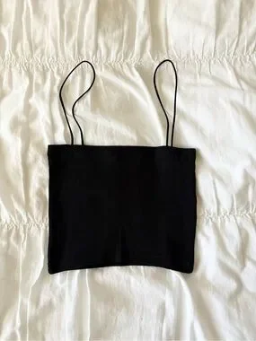 Zara | Tops | Zara Black Ribbed Spaghettistrap Tank | Poshmark